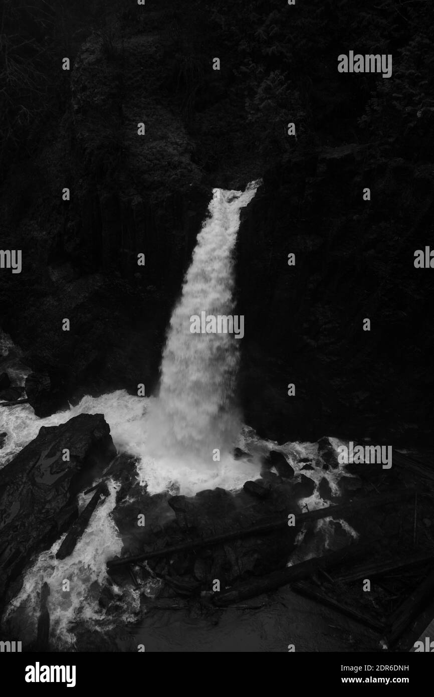 Waterfall nature trail in Black and White Stock Photos & Images - Alamy