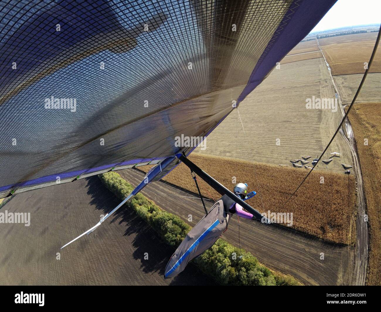 Hang glider wing over wheat field. Extreme sport Stock Photo - Alamy