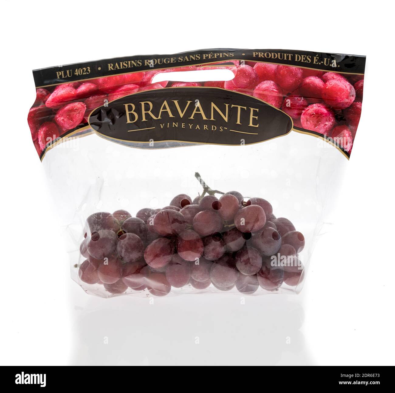 Winneconne, WI -13 December 2020: A package of Bravante grapes on an ...