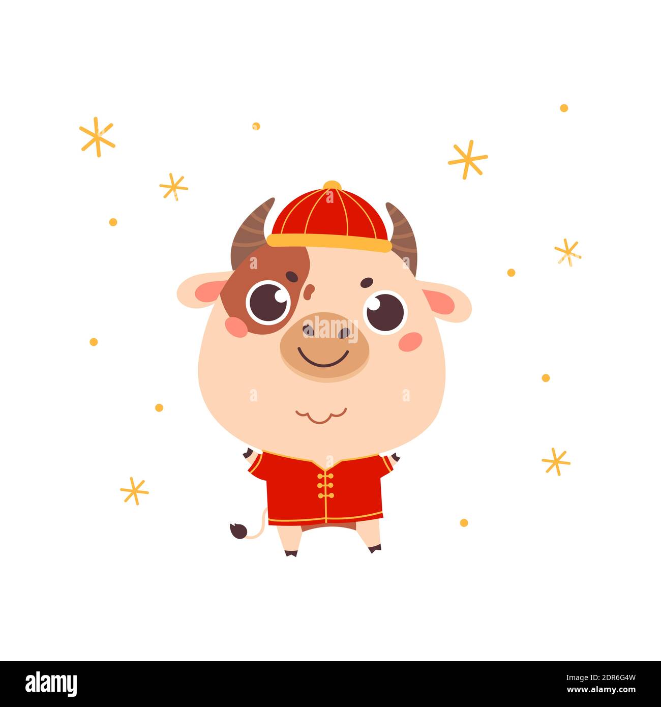 Cute cartoon ox in a traditional costume Stock Vector Image & Art - Alamy