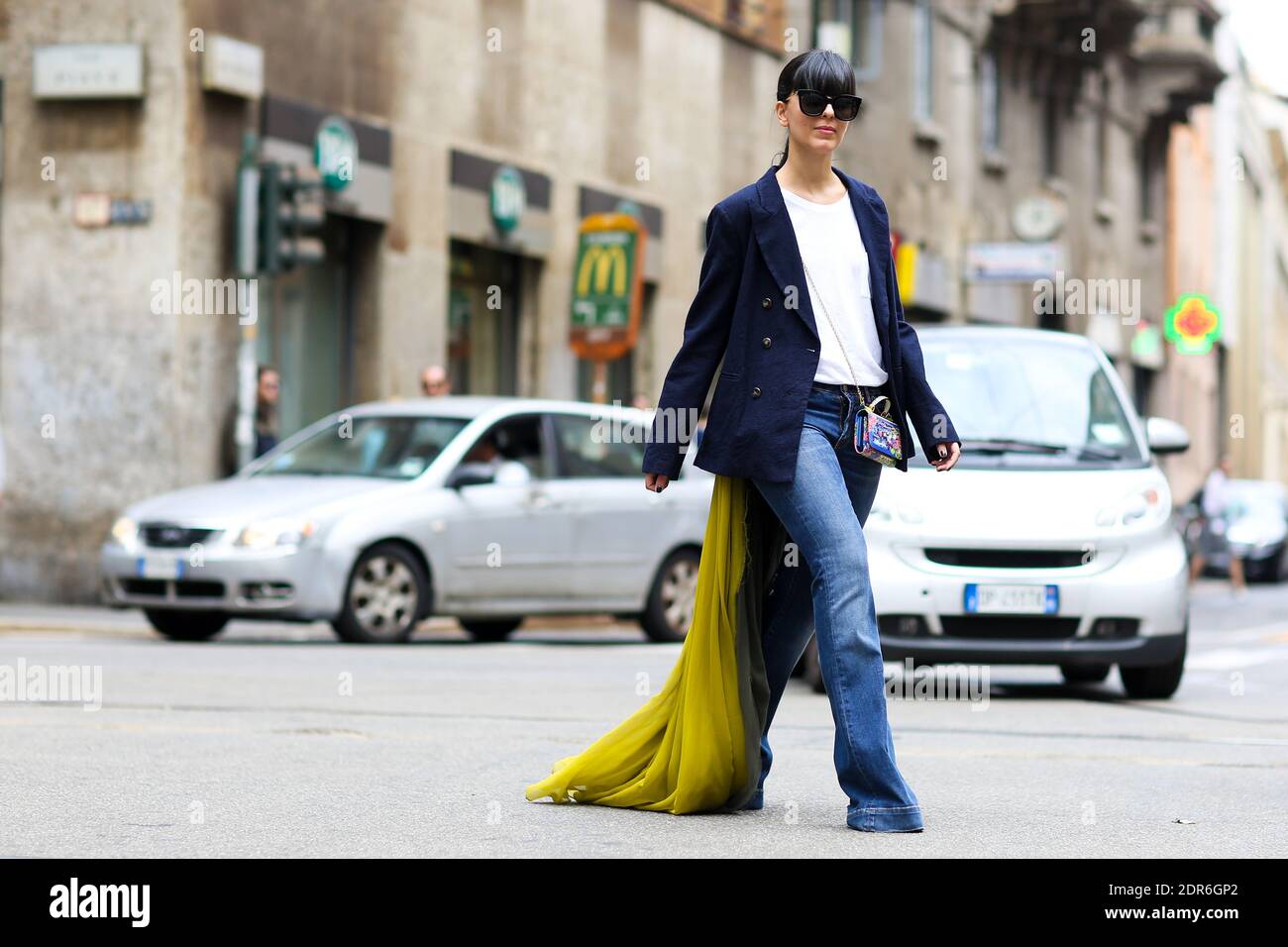 Street style, Laura Comolli arriving at Dolce and Gabbana Spring Summer ...