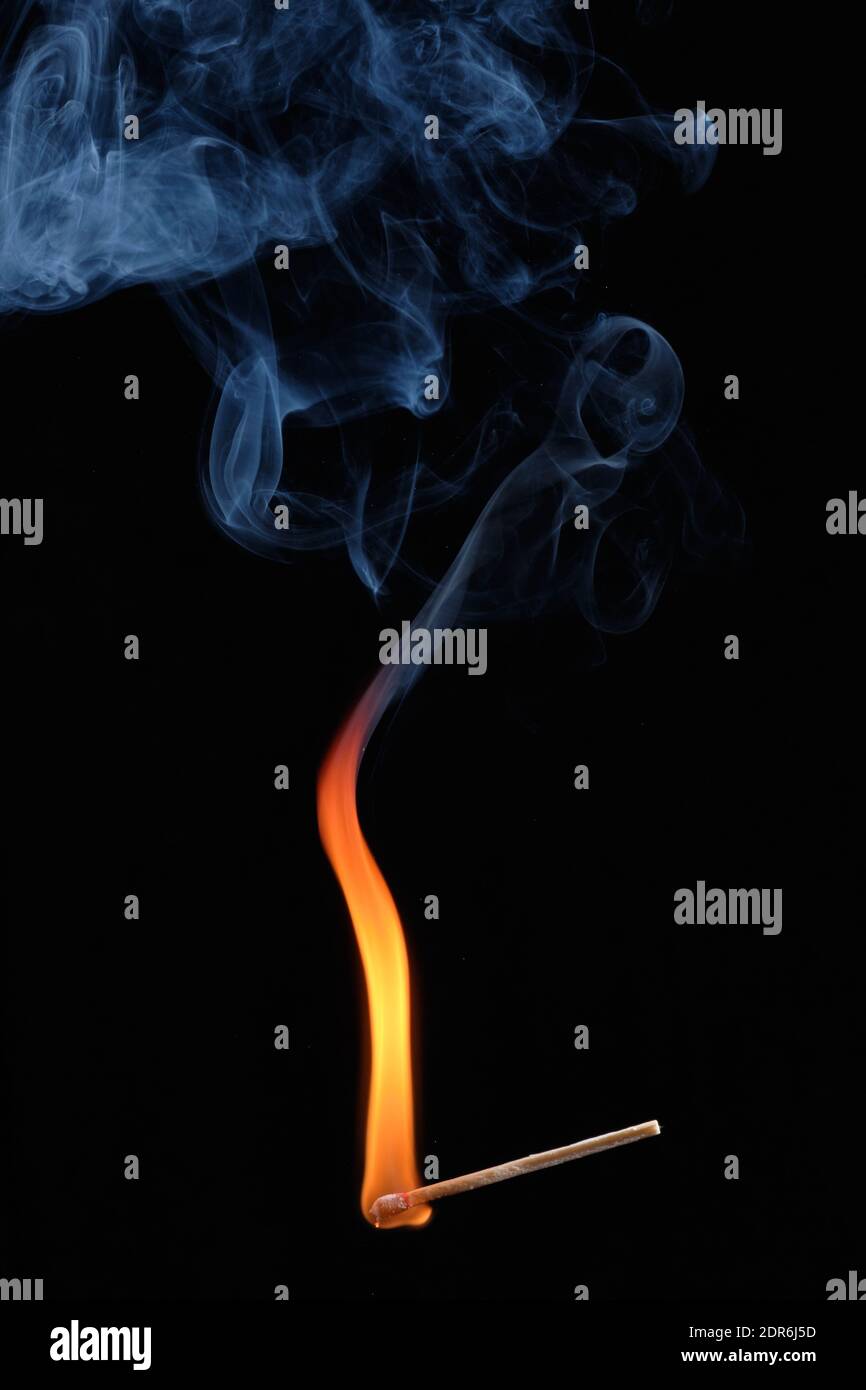 Just Struck Matchstick Floating Weightlessly Stock Photo - Alamy