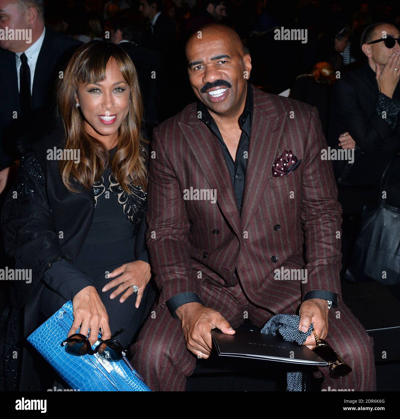 TV Host Steve Harvey with his wife Marjorie attending the Elie Saab's ...