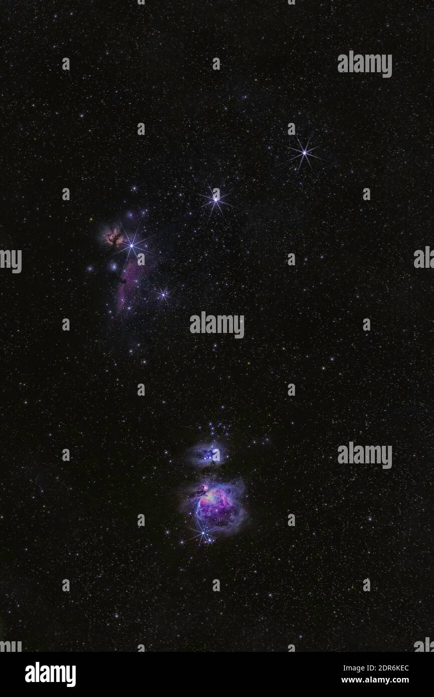 Vertical composition of Orion Nebula Space Galaxy background Stock ...