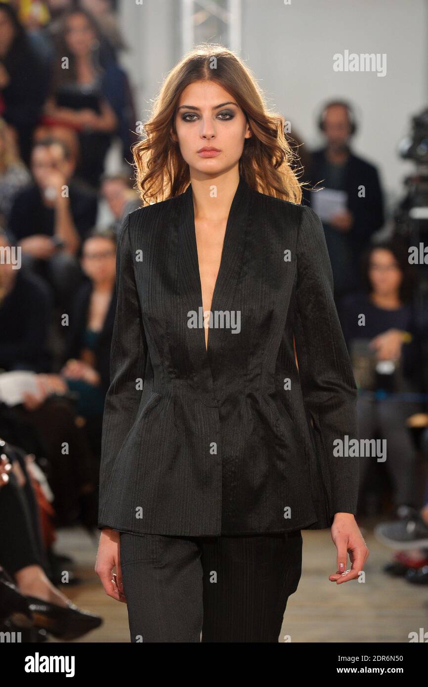 A model displays a creation by designer Rabih Kayrouz for his Spring ...