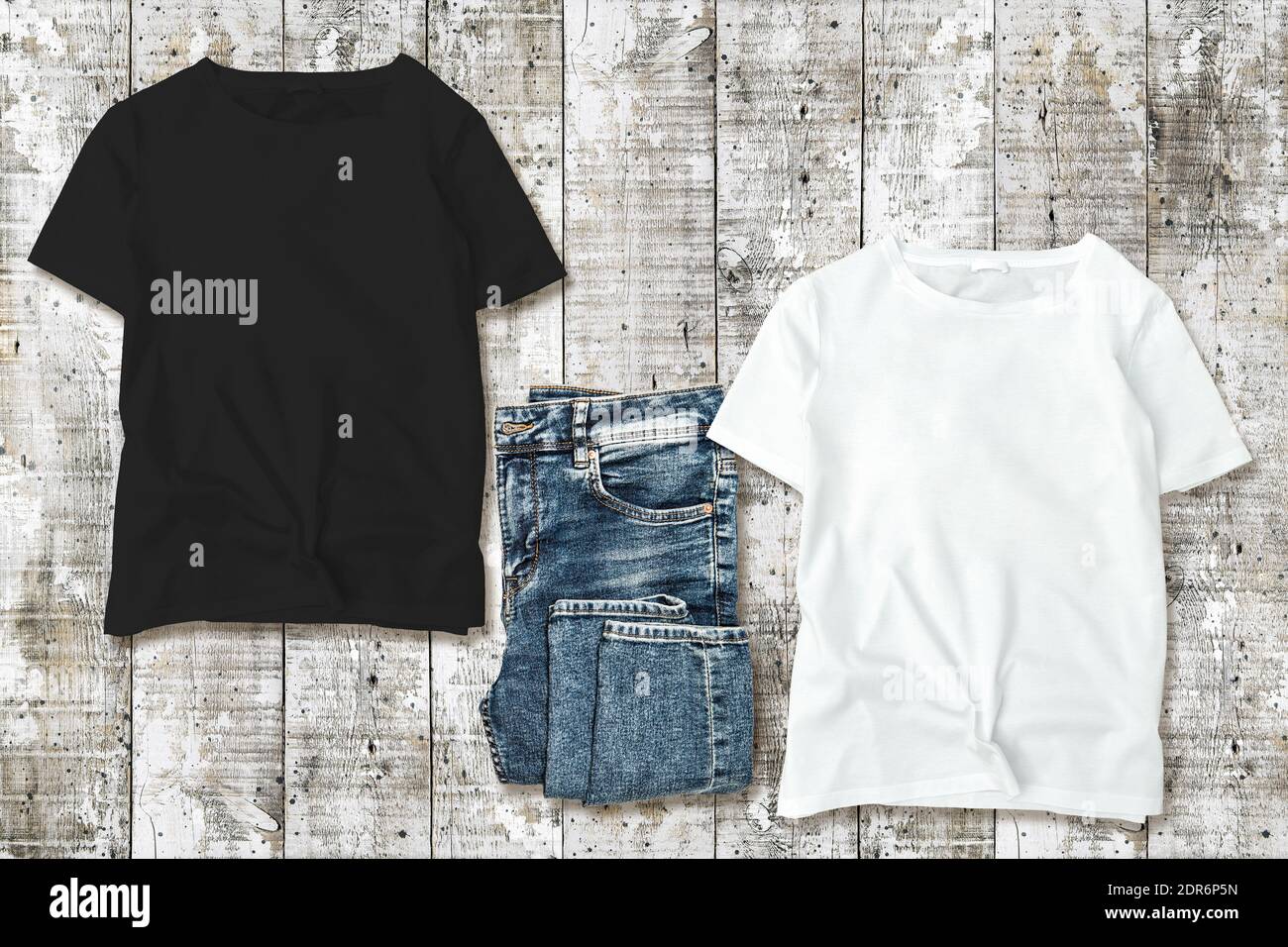 T-shirt mock up template. Fashion flat lay product display Stock Photo ...