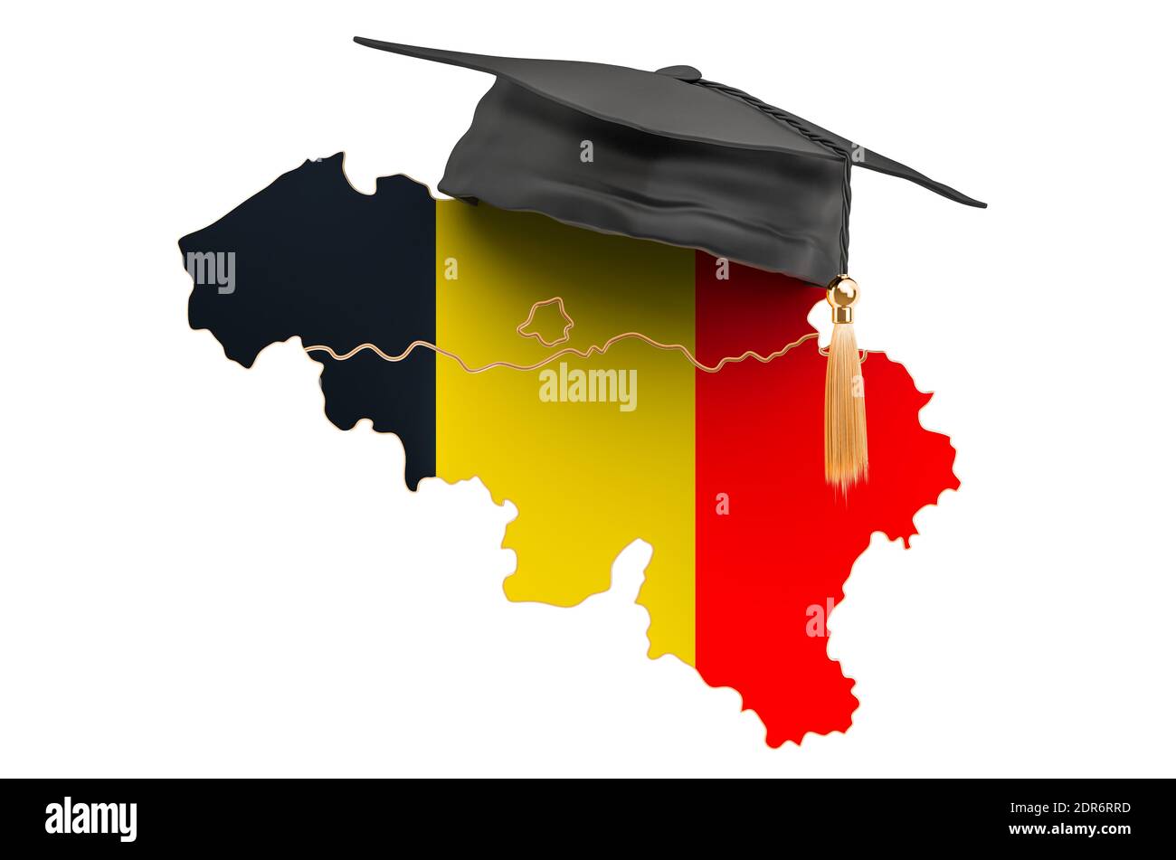 Education in Belgium concept. Belgian map with graduate cap, 3D ...