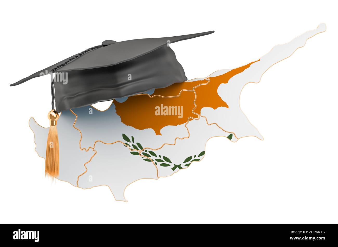 Education in Cyprus concept. Cyprus map with graduate cap, 3D rendering ...