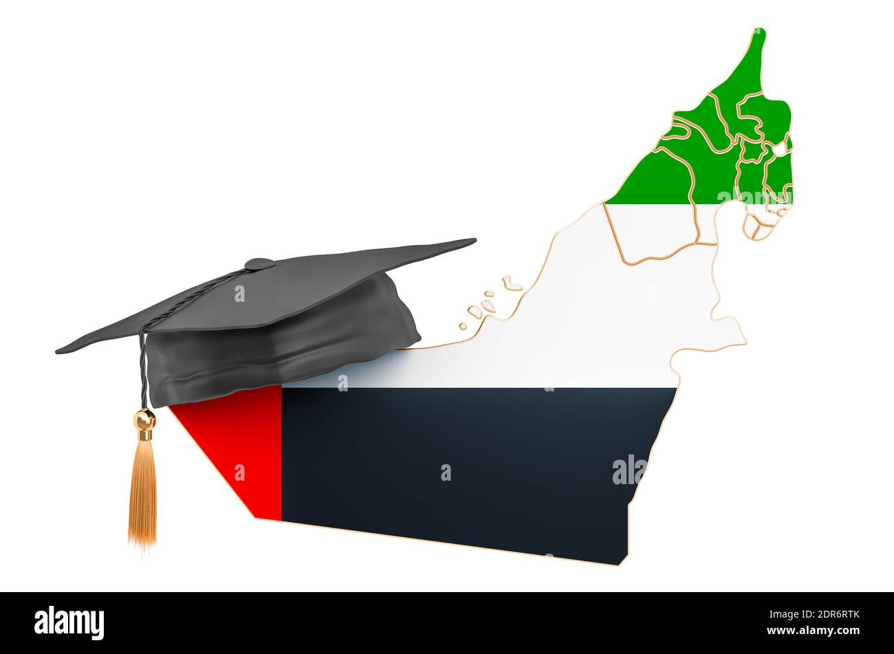 Education in the UAE concept. The United Arab Emirates map with ...