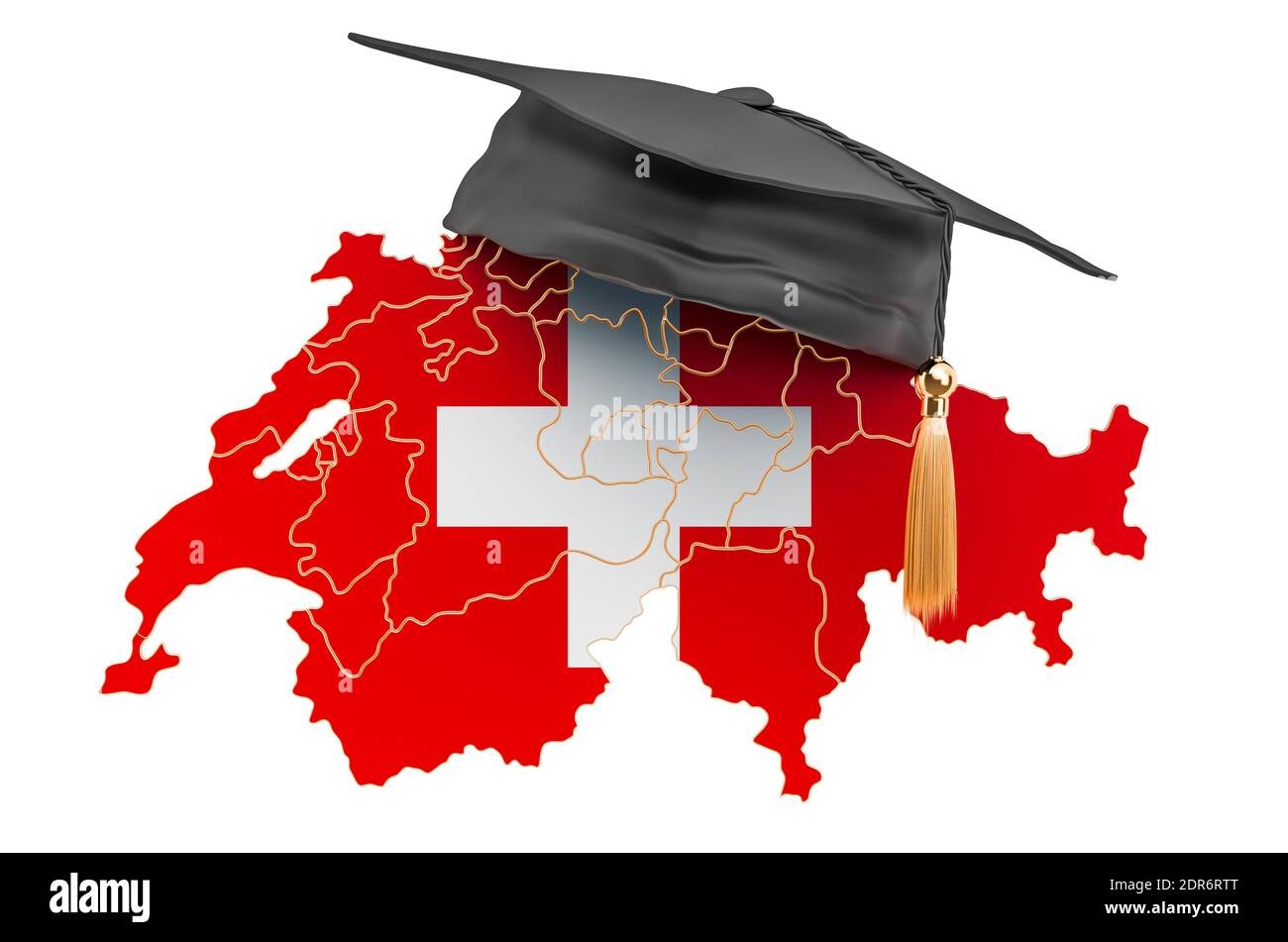 Education in Switzerland concept. Swiss map with graduate cap, 3D ...