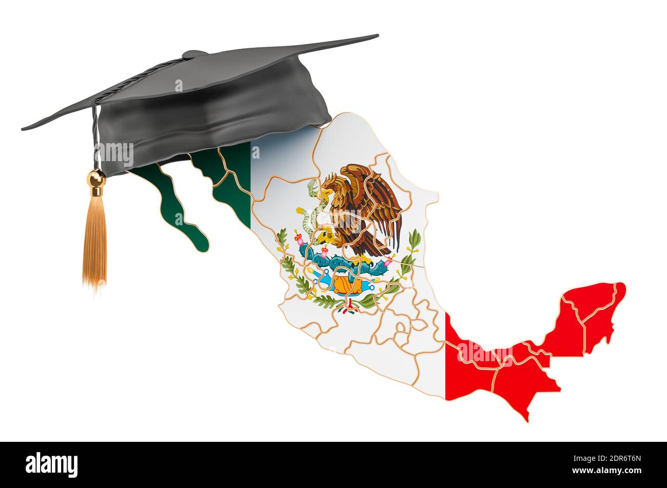 Education in Mexico concept. Mexican map with graduate cap, 3D ...