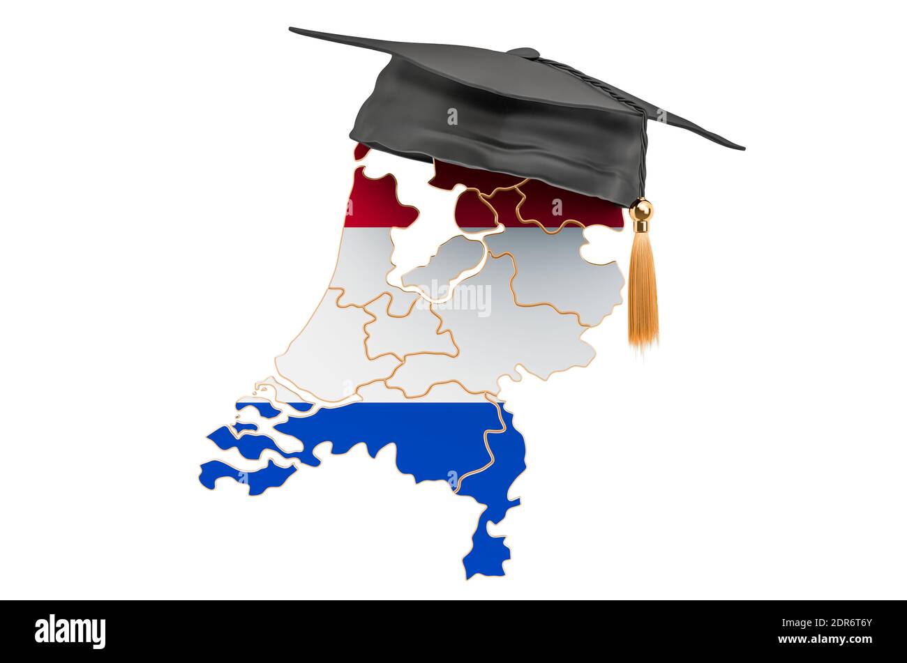 Education in Holland concept. The Netherlands map with graduate cap, 3D ...