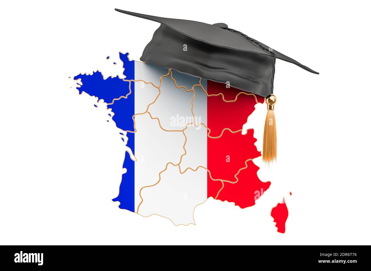 Education in France concept. French map with graduate cap, 3D rendering ...