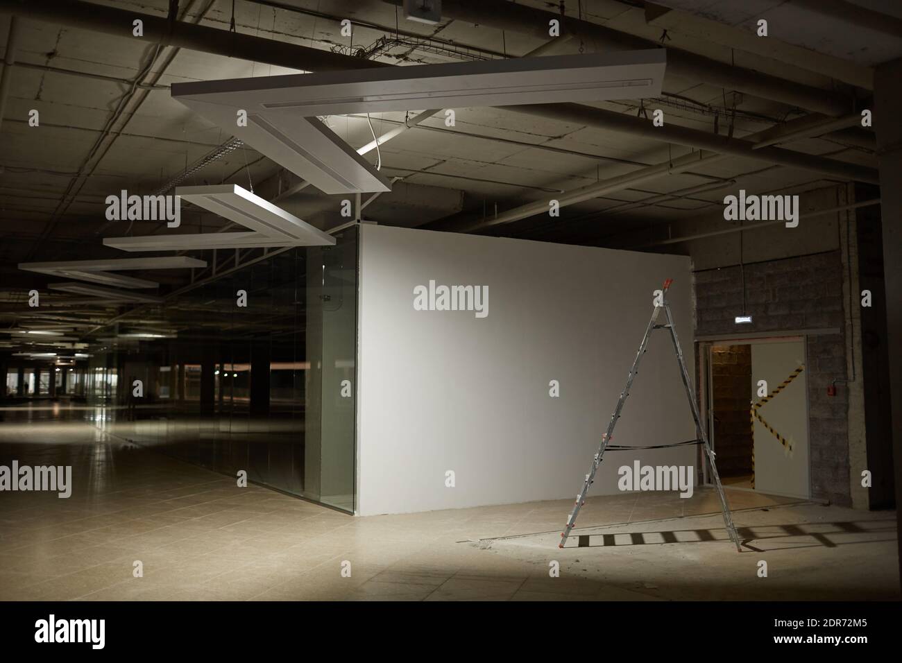 Background image of office building under construction with focus on ...