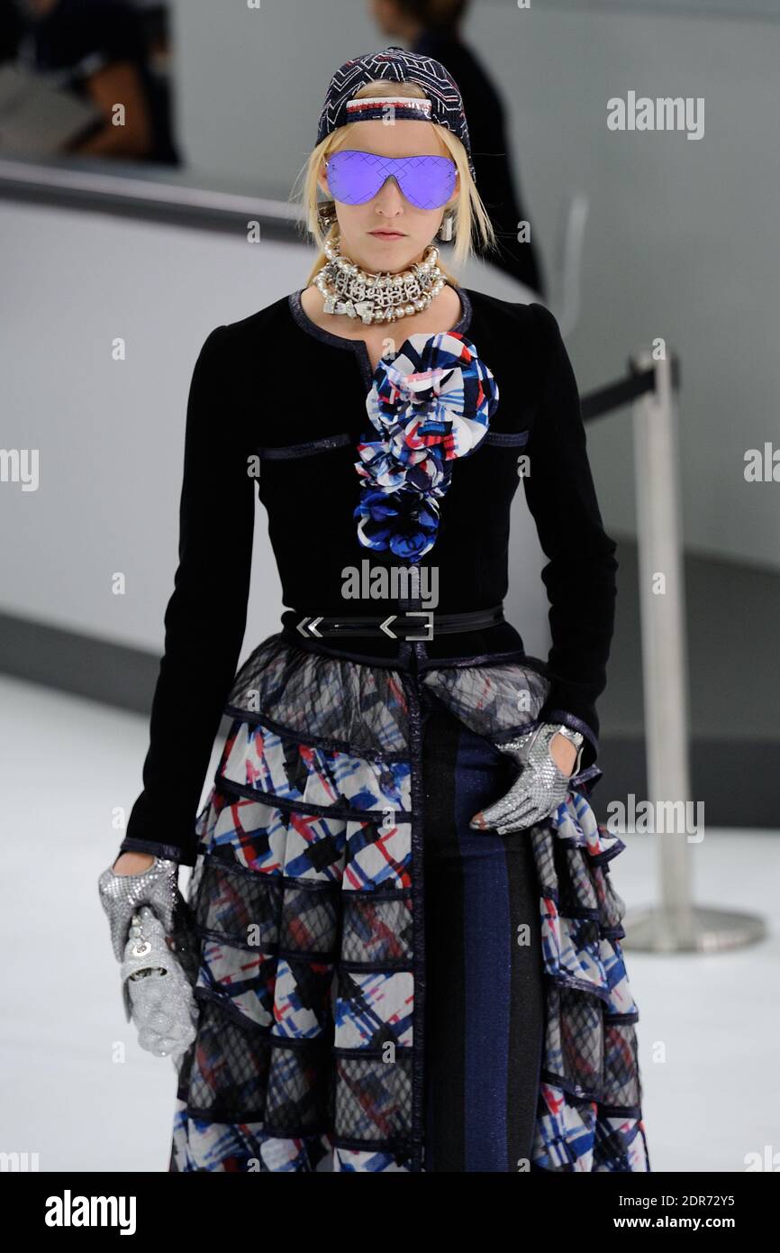 A model displays a creation by designer Karl Lagerfeld for Chanel for ...