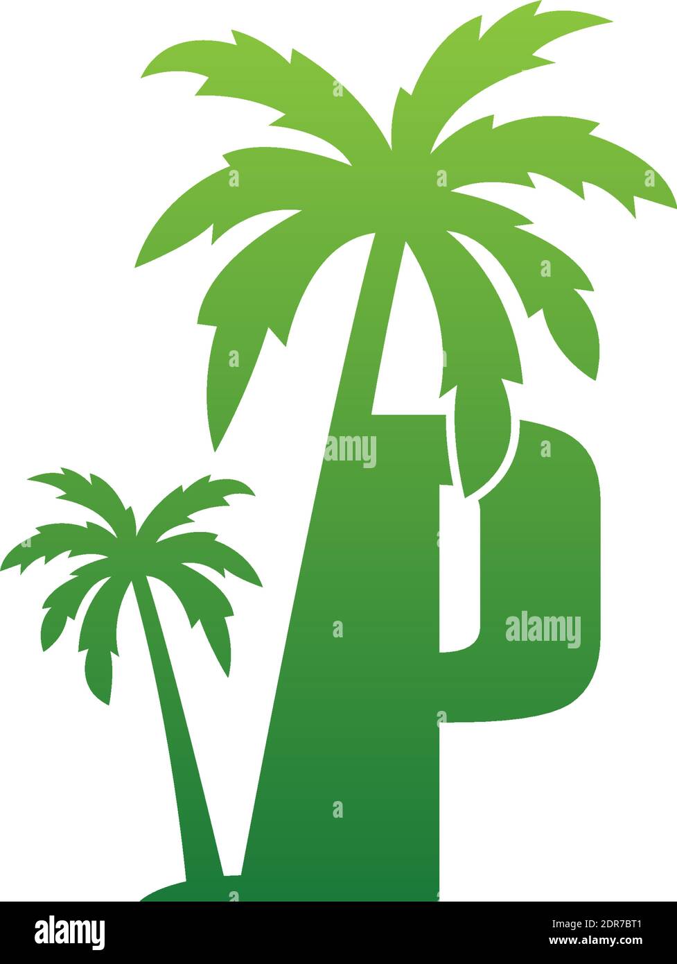 Letter P logo and coconut tree icon design vector illustration Stock ...