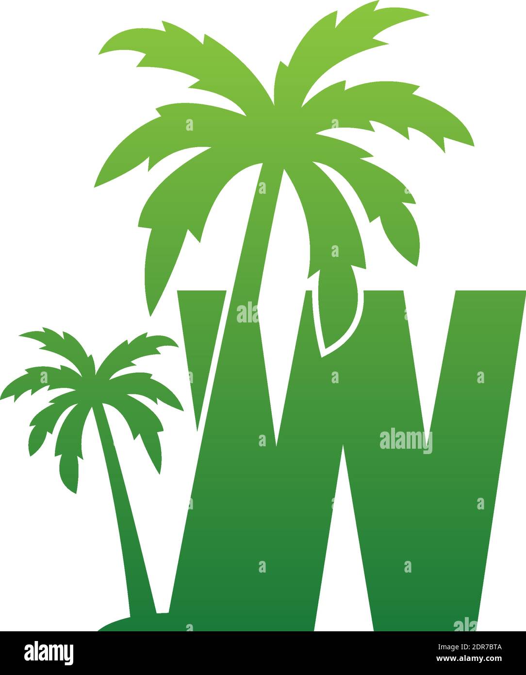 Letter W logo and coconut tree icon design vector illustration Stock ...