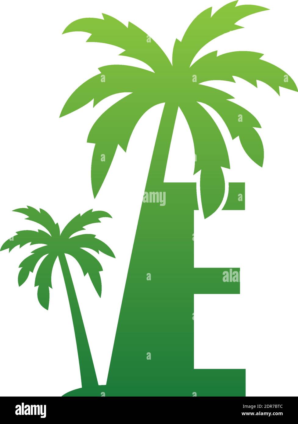 Letter E logo and coconut tree icon design vector illustration Stock ...