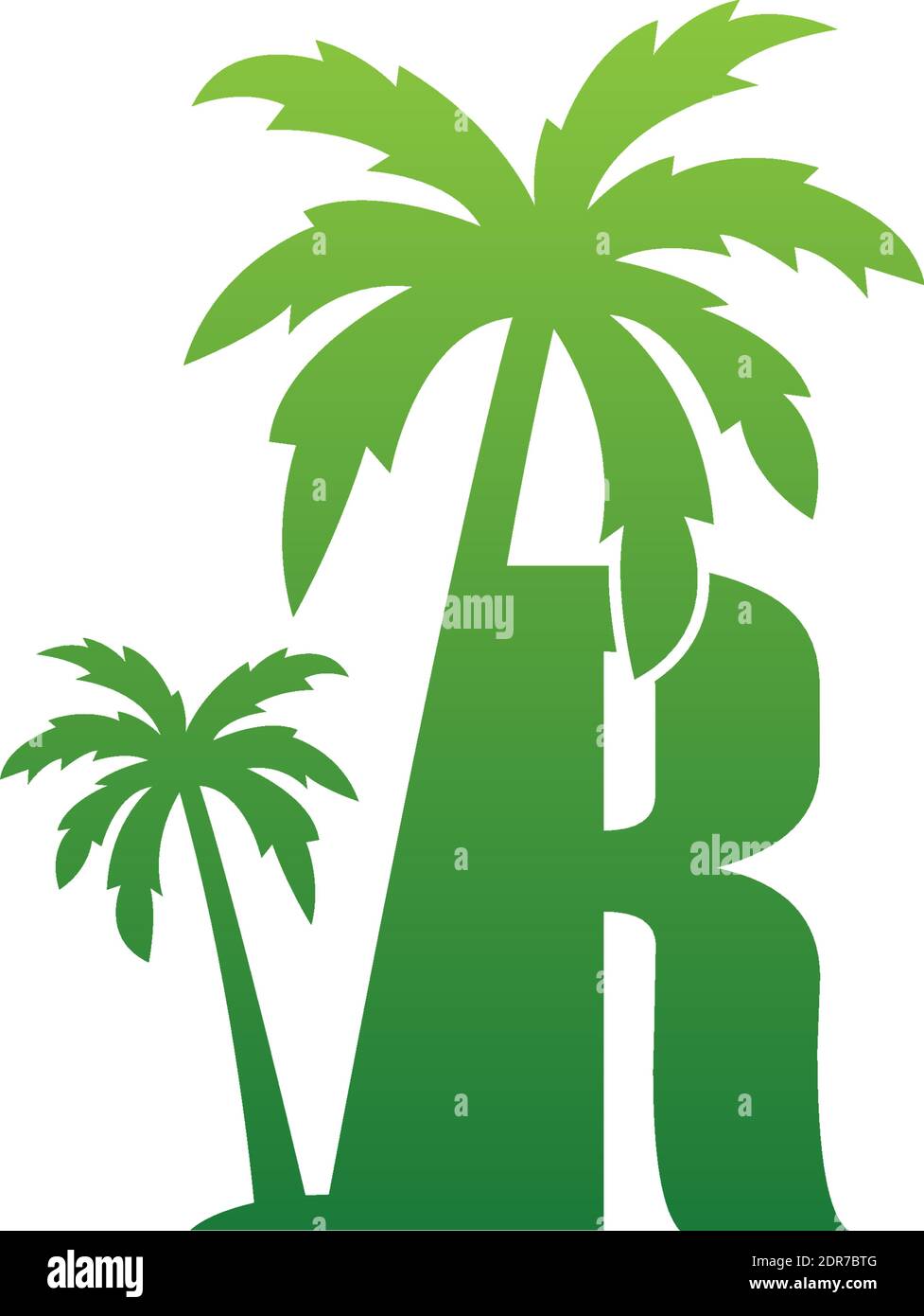 Letter R logo and coconut tree icon design vector illustration Stock ...
