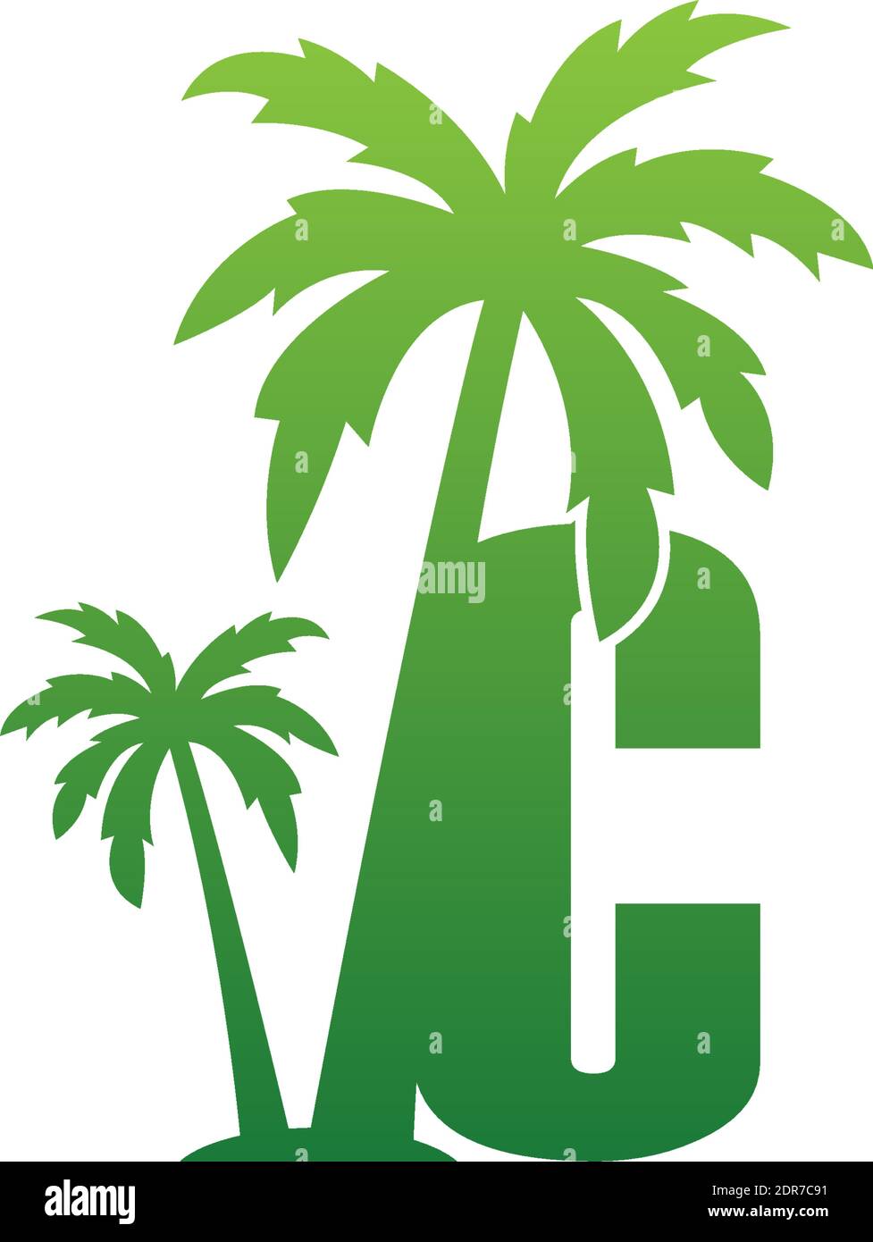 Letter C logo and coconut tree icon design vector illustration Stock ...