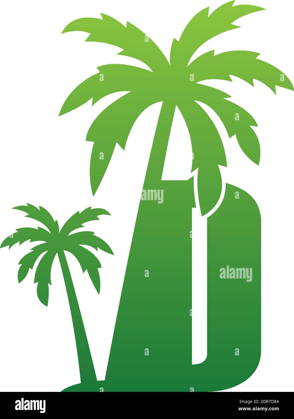 Letter D logo and coconut tree icon design vector illustration Stock ...