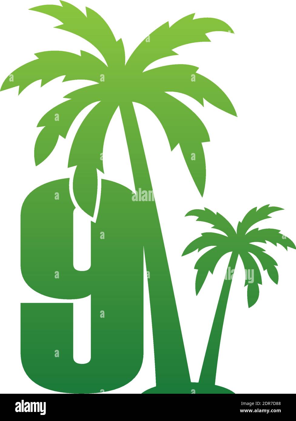Number 9 logo and coconut tree icon design vector illustration Stock ...