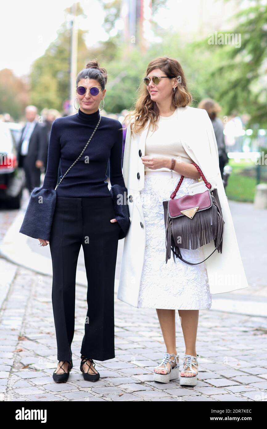 Street style, sisters Giovanna and Sara Battaglia arriving at Moncler ...