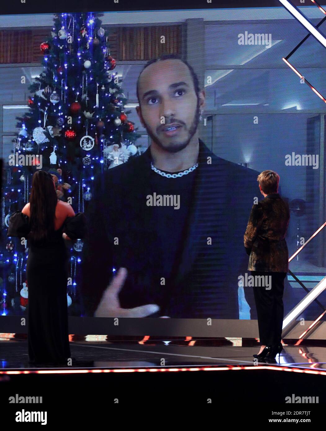 Lewis Hamilton is interviewed during the BBC Sports Personality of the ...