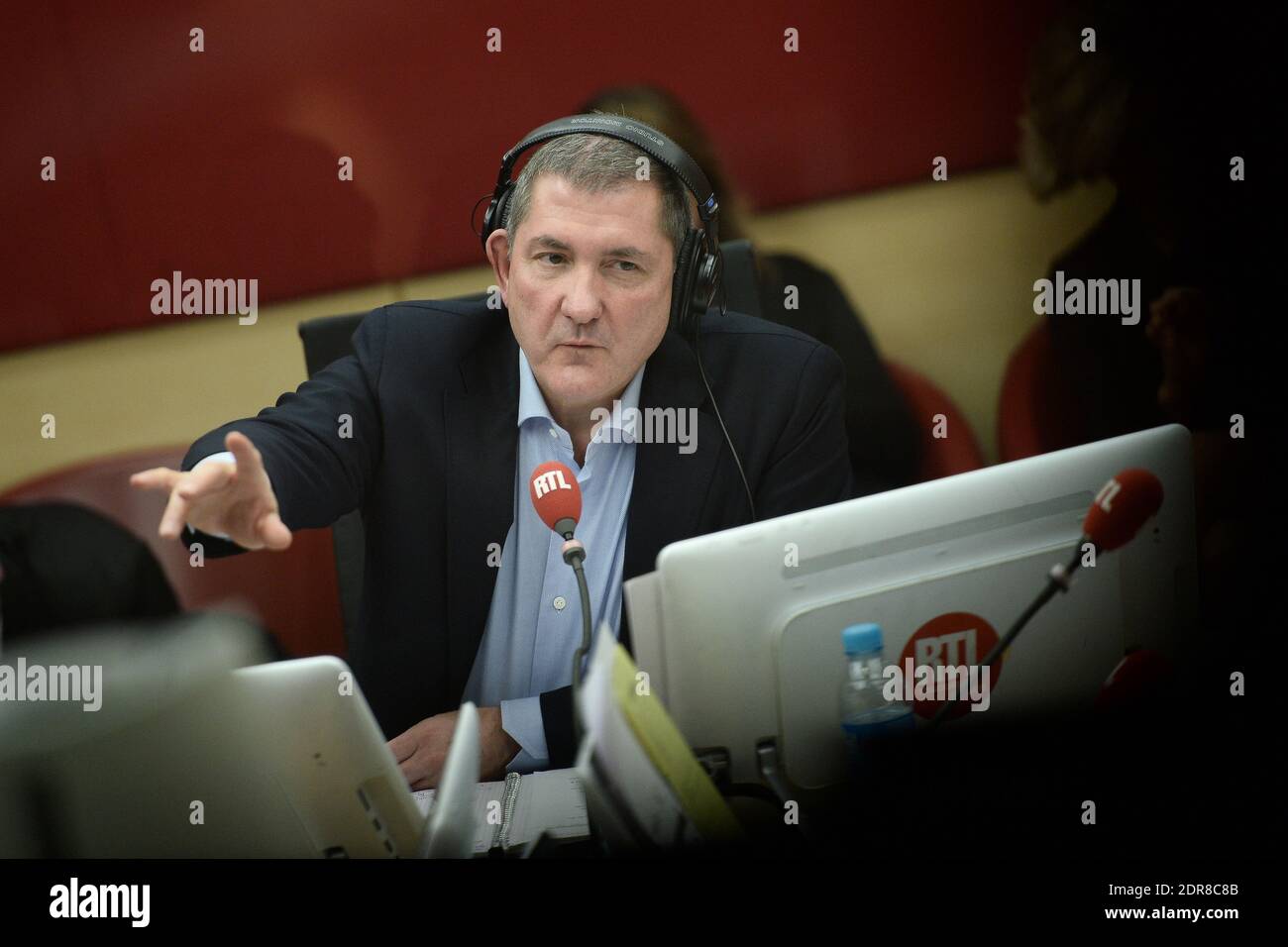 French journalist Yves Calvi interviews French President Francois ...