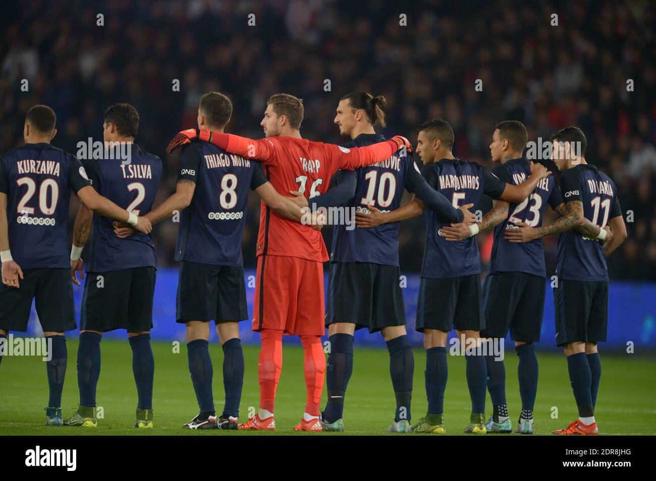 PSG's team during the French First League soccer match, Paris Saint ...