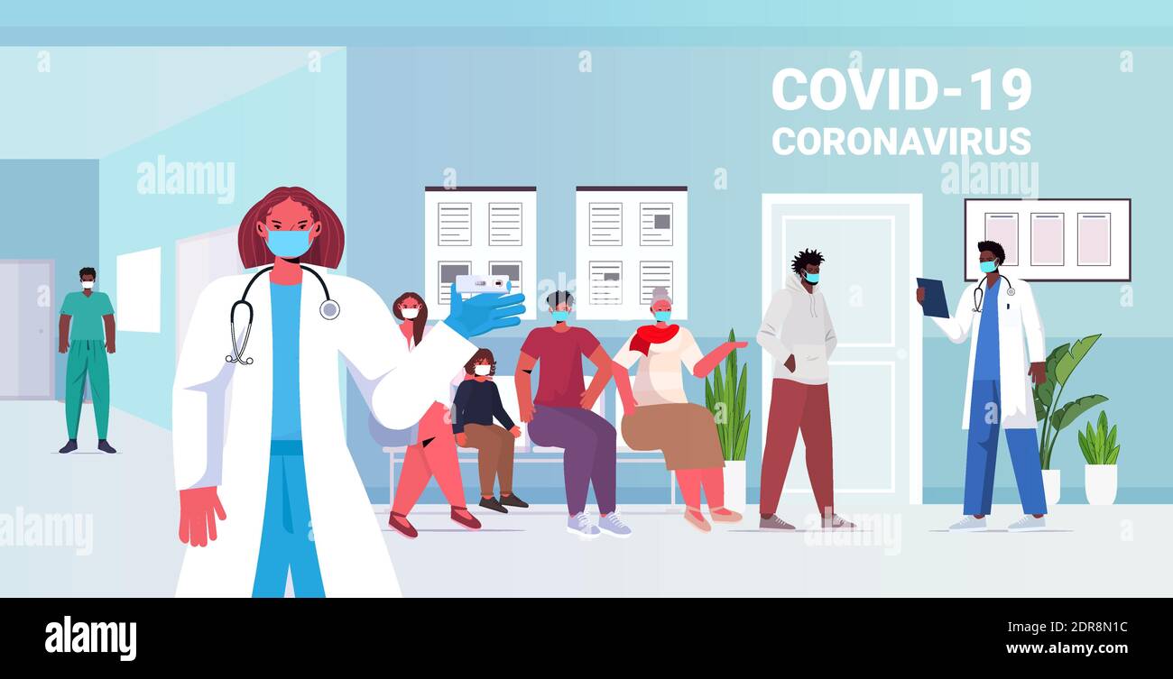 mix race patients in masks getting rapid test for coronavirus PCR ...