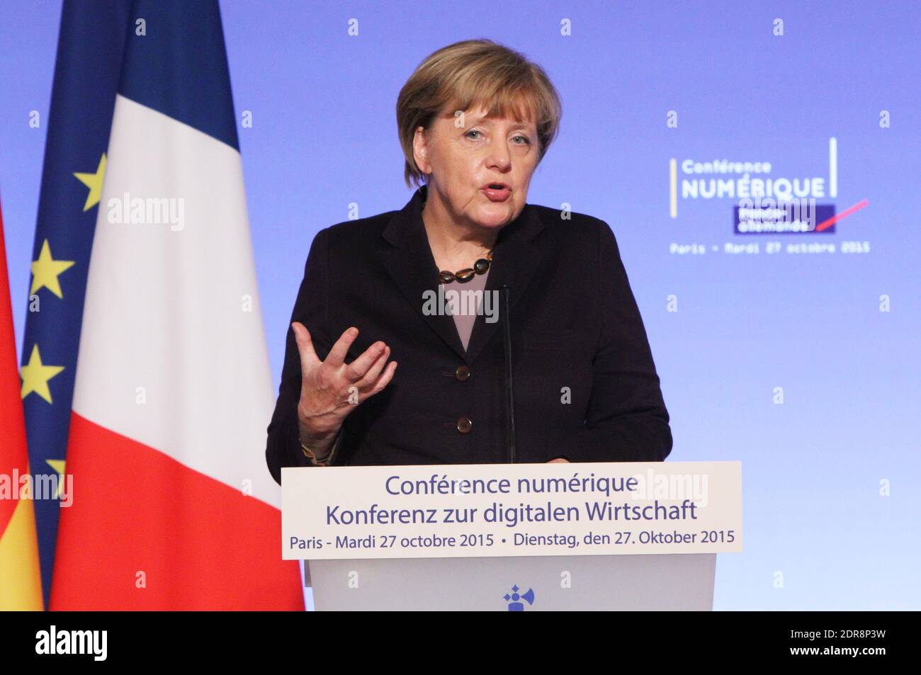 German Chancellor Angela Merkel delivers her speech during the 1st ...