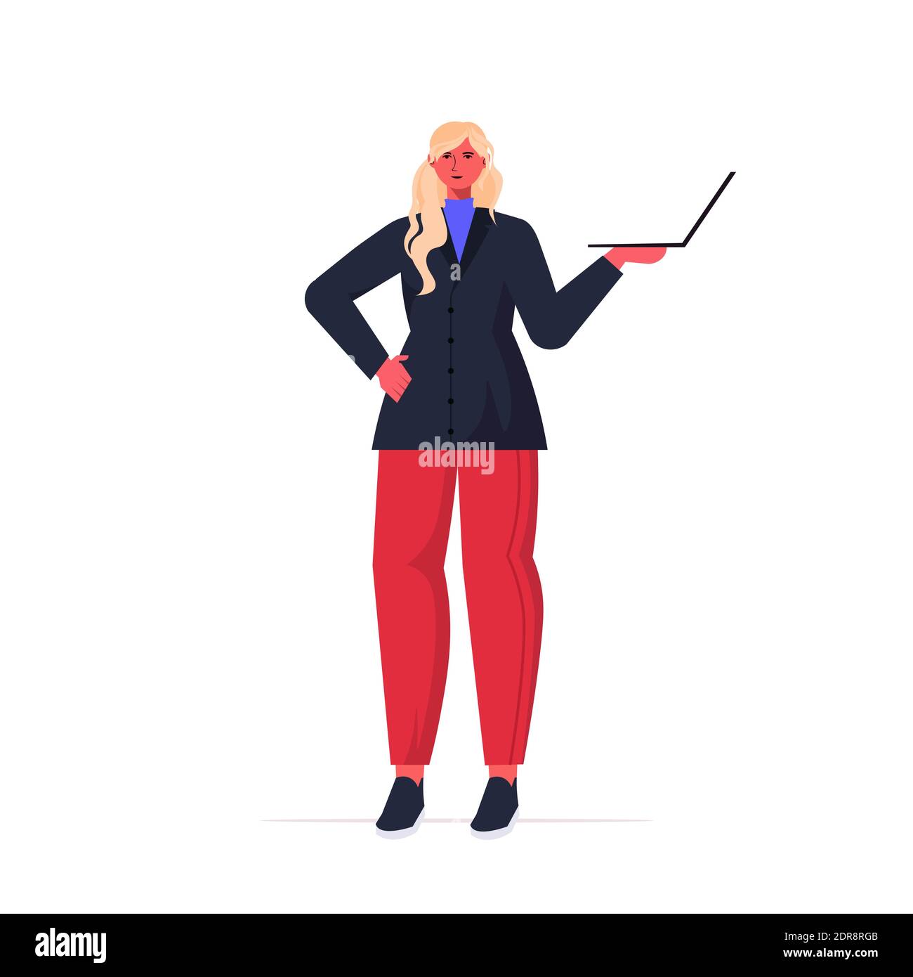 businesswoman leader in formal wear holding laptop successful business ...