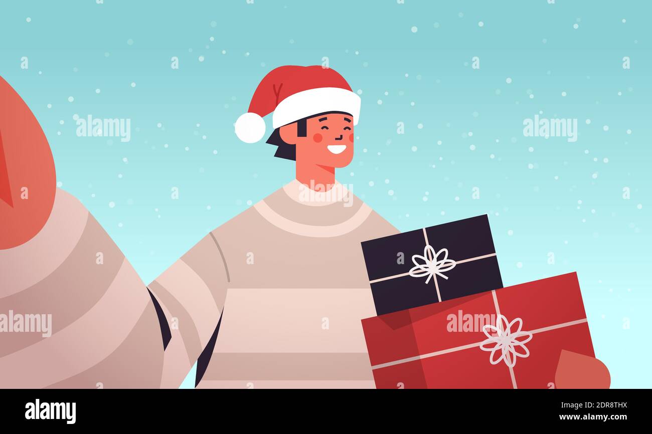 Young guy santa hat Stock Vector Images - Alamy