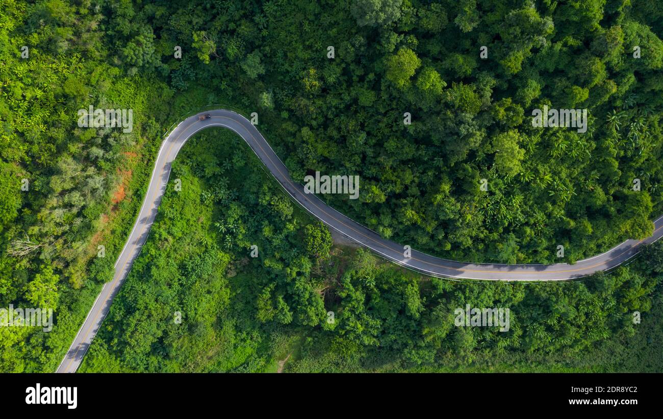 Mountain Path And Forest In The Rain Season Angle View Stock Photo - Alamy