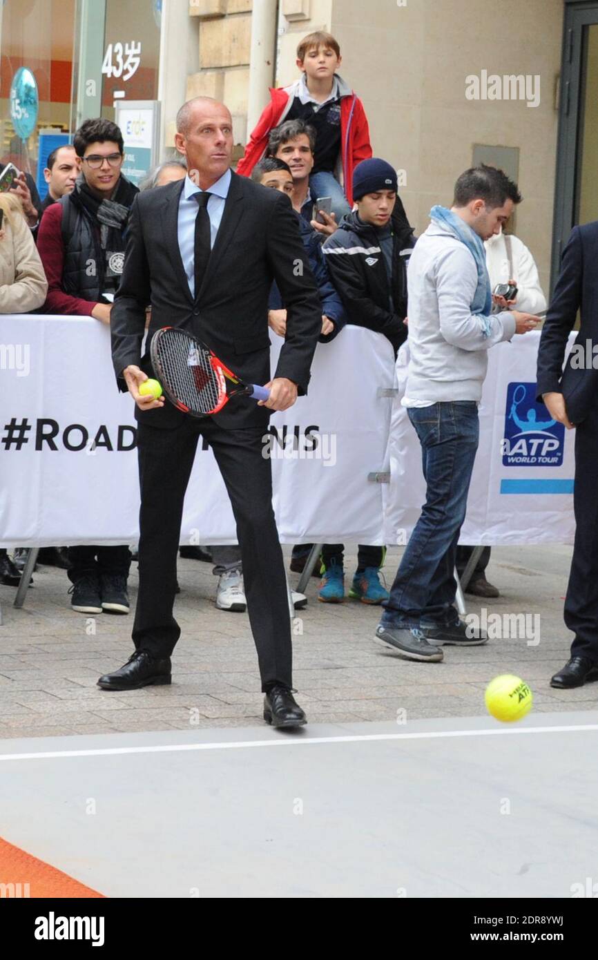 Guy Forget during a Peugeot/ATP Press conference "Road to tennis ...
