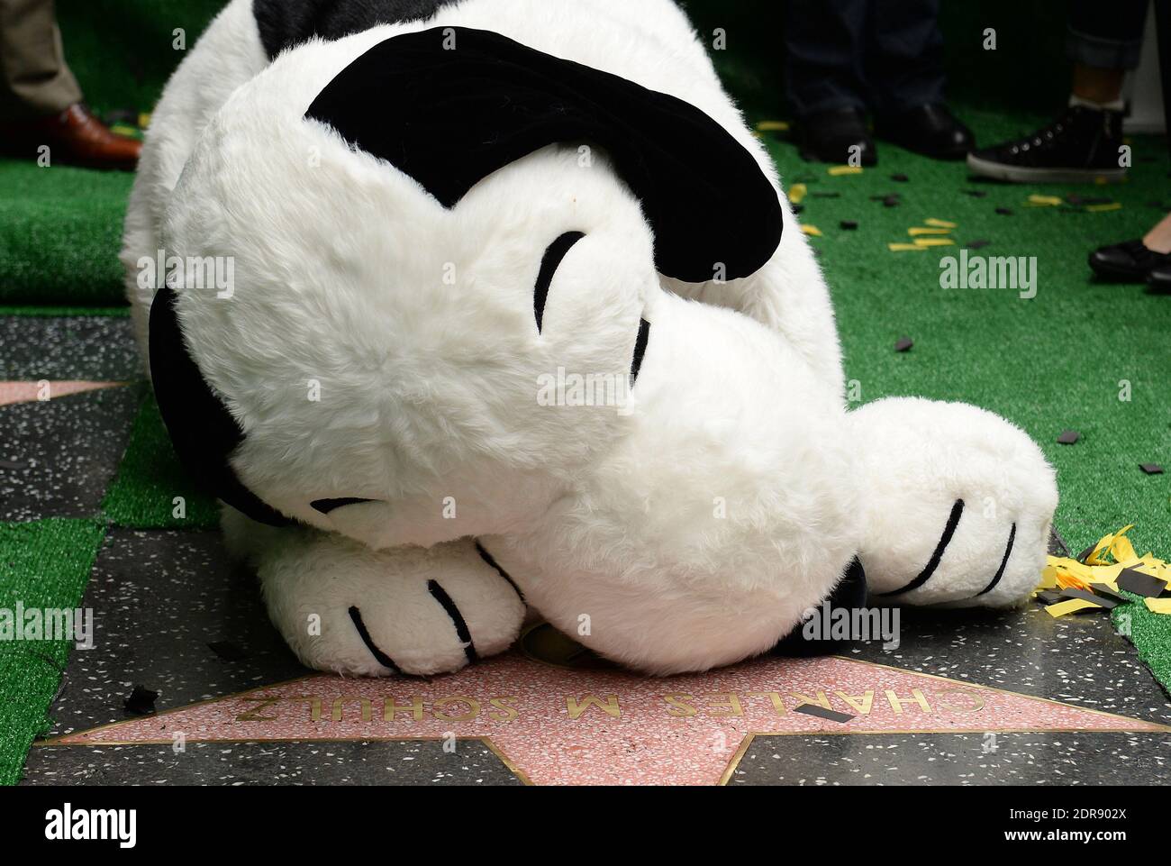 Snoopy is honored with a star on the Hollywood Walk of Fame next to the ...