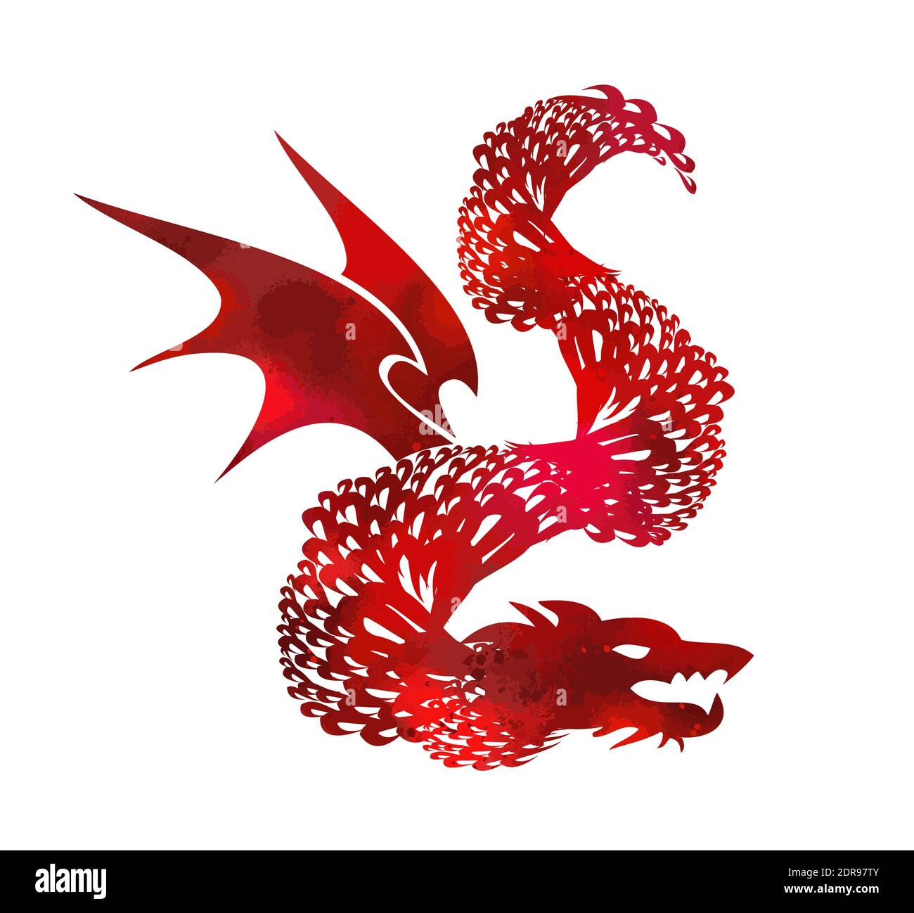 Red graphic dragon. Mixed media. Vector illustration Stock Vector Image ...