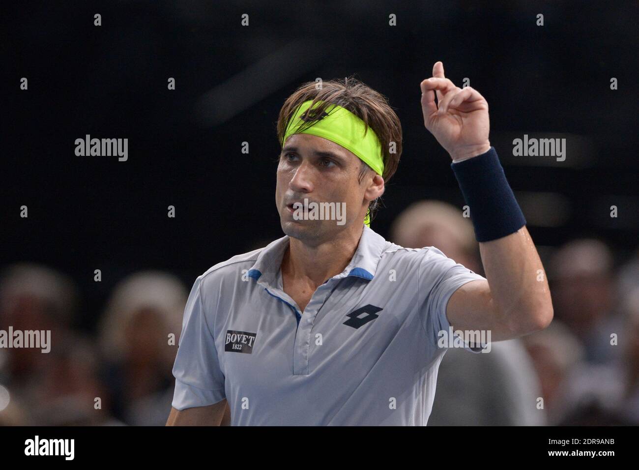 Spain's David Ferrer playing in the 1/2 final round of the BNP Paribas ...