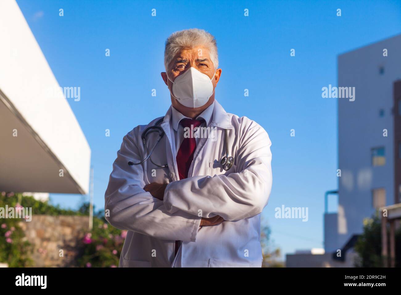 Latin man senior doctor in a Mexican hospital in Mexico city or Latin ...