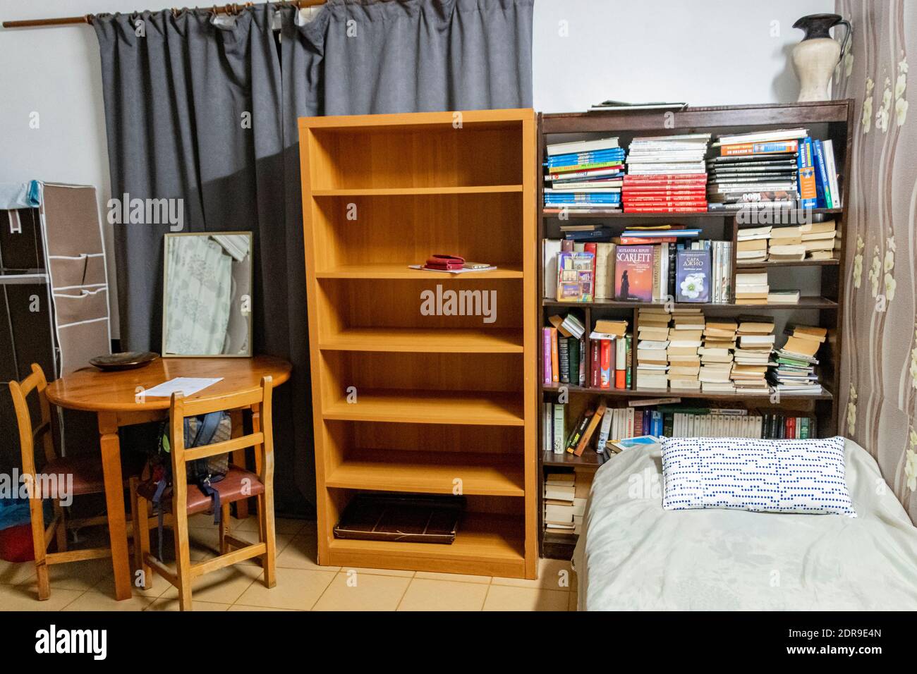Chaotic and crowded guesthouse hostel room on Mallorca in Spain Stock ...