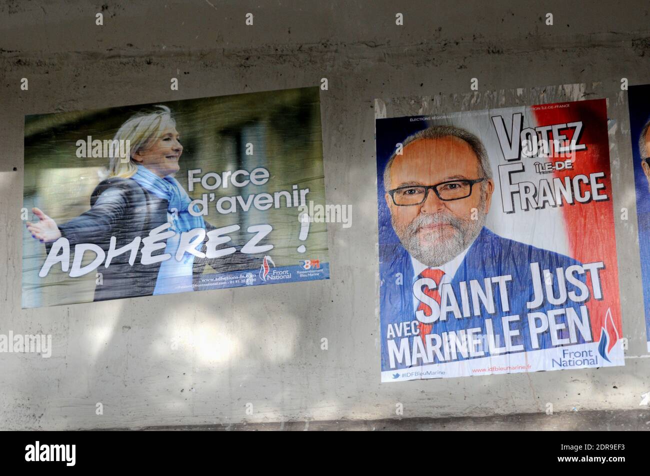 The election campaign posters of the Far-right Front National party's ...