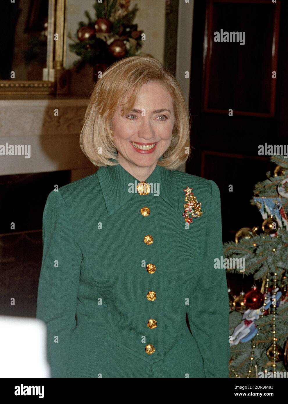 First lady Hillary Rodham Clinton guides members of the press through ...