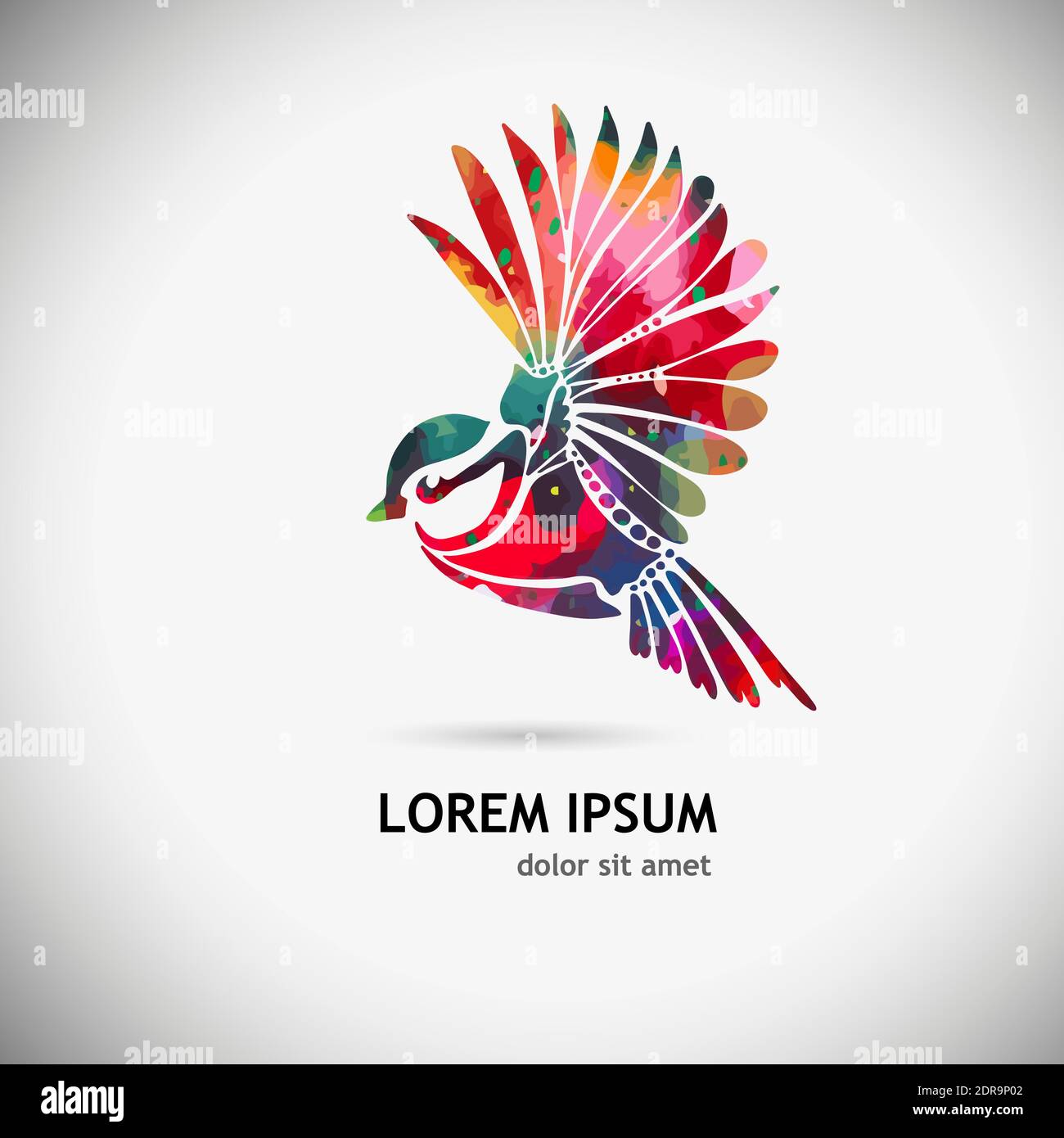 A multi-colored flying decorative bird. Vector illustration Stock ...