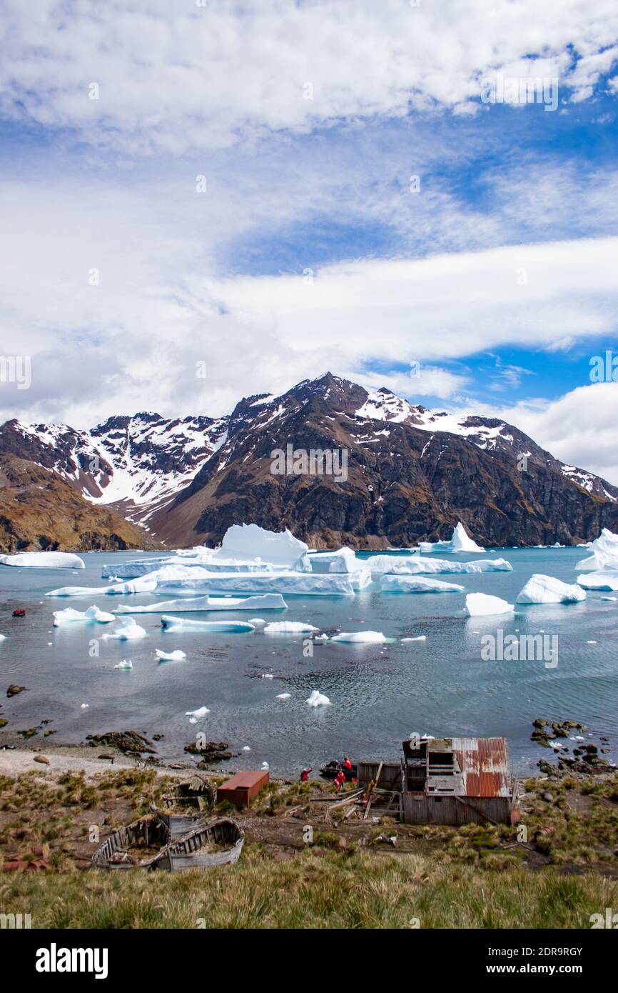 Ice from iceberg A-38 in Godthul harbor, South Georgia Island Stock ...