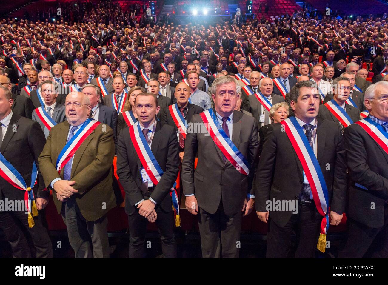 French mayors sing France's national anthem La Marseillaise during the ...