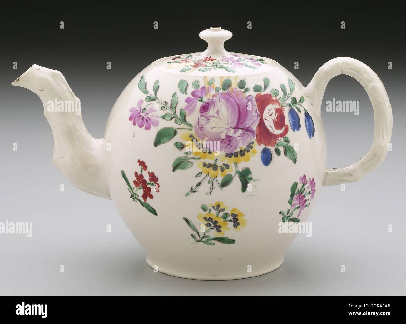 Teapot, Salt-glazed stoneware, 5 in. (12.7 cm), Made in Staffordshire ...