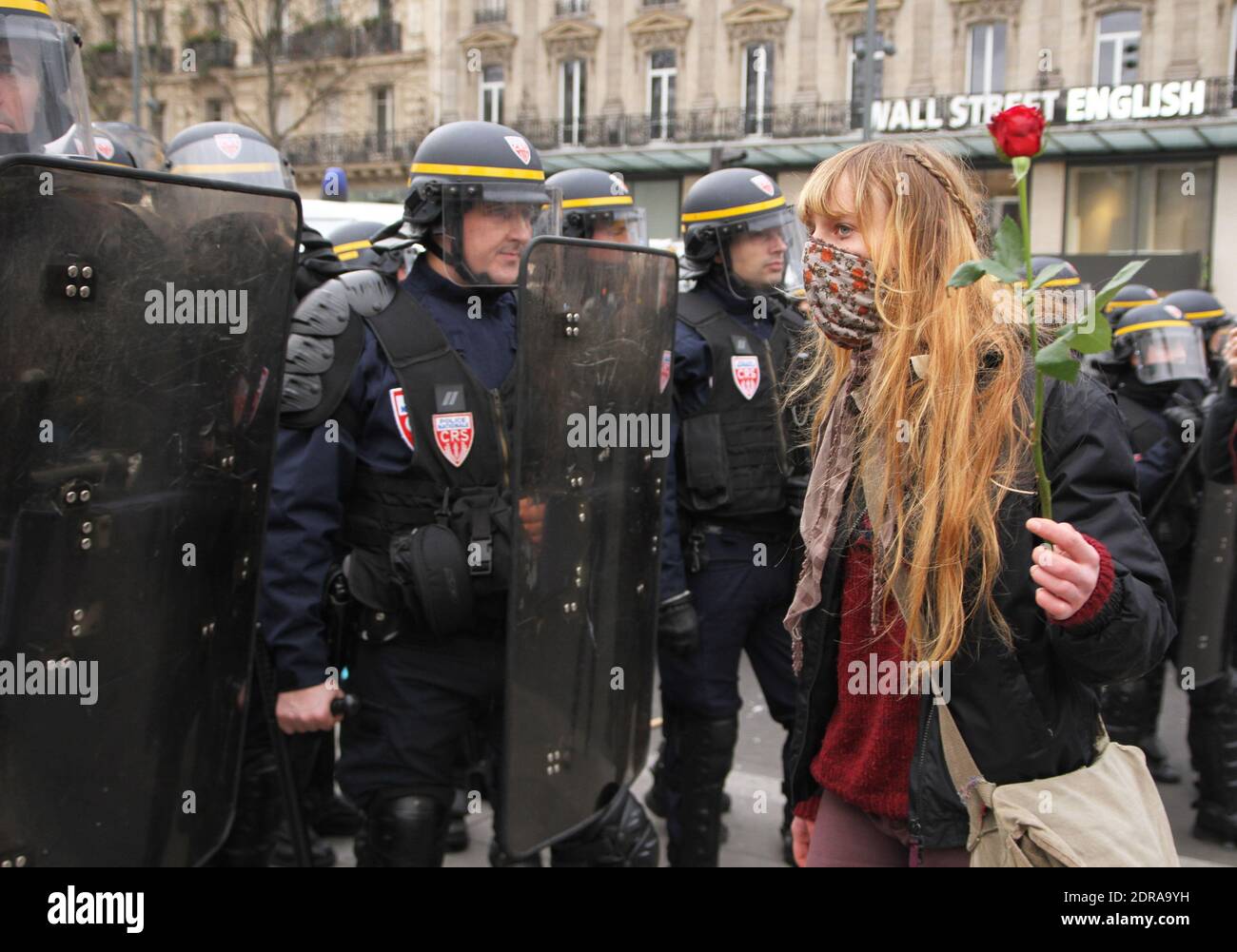 Climate protestors clash with riot police during a rally against global ...