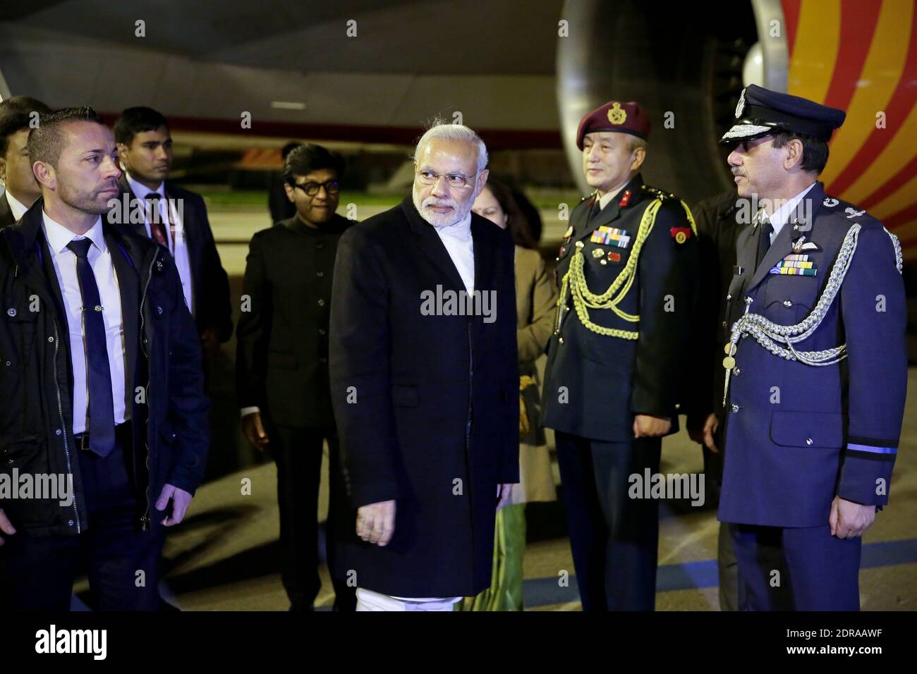 Indian Prime Minister Narendra Modi is welcomed by Indian ambassador to ...