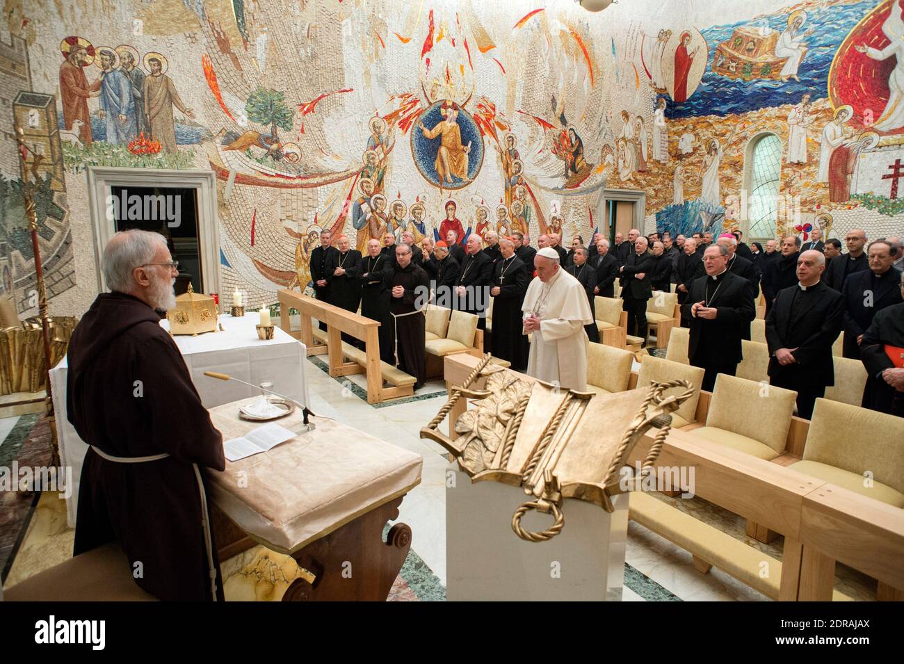 Pope Francis and cardinals attend a ceremony of prayer in the ...